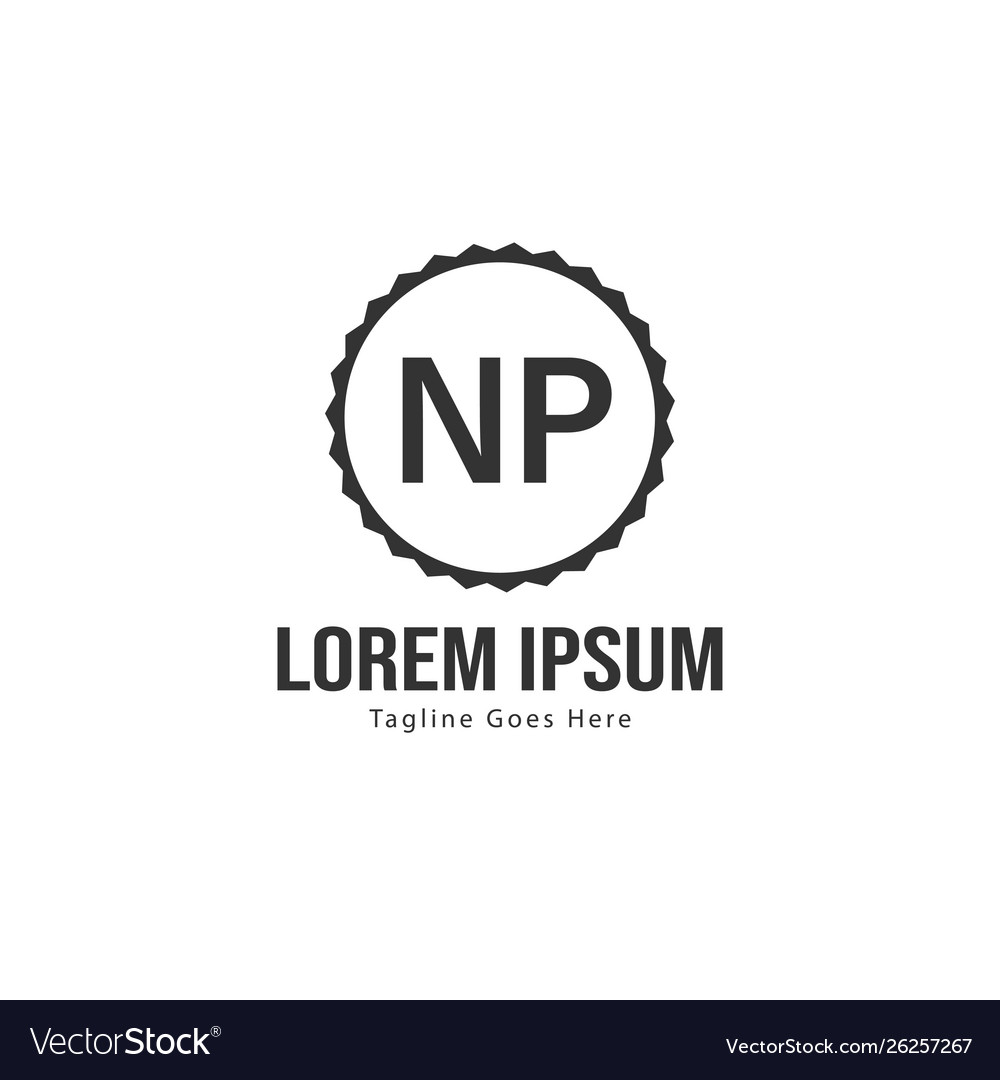 Initial np logo template with modern frame Vector Image