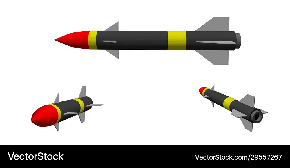 Military missile isolated on white background 3d Vector Image