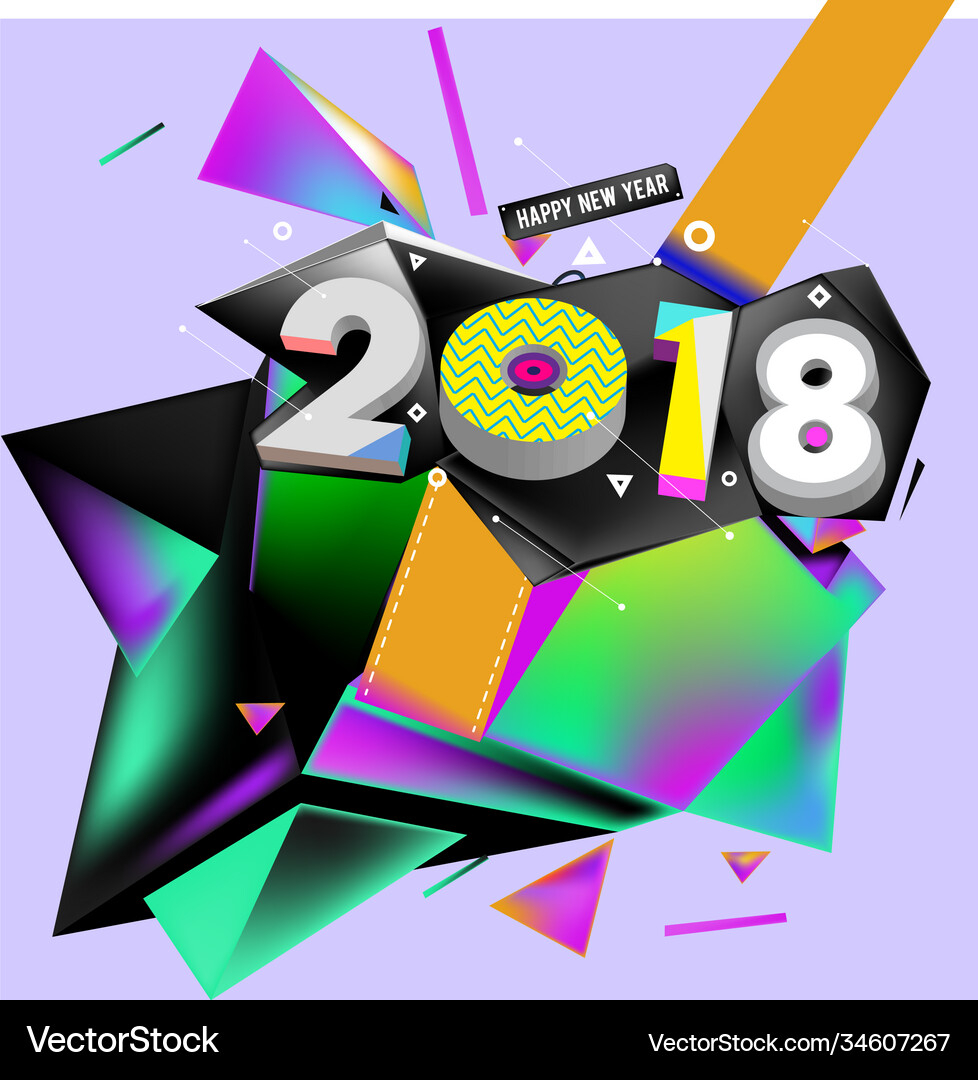 New year 2018 colorful design Royalty Free Vector Image