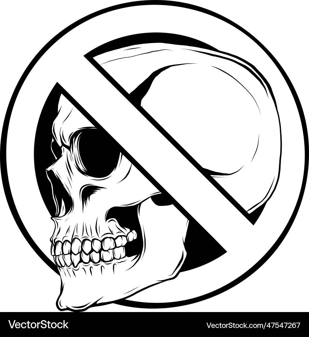 Of outline human skull design Royalty Free Vector Image