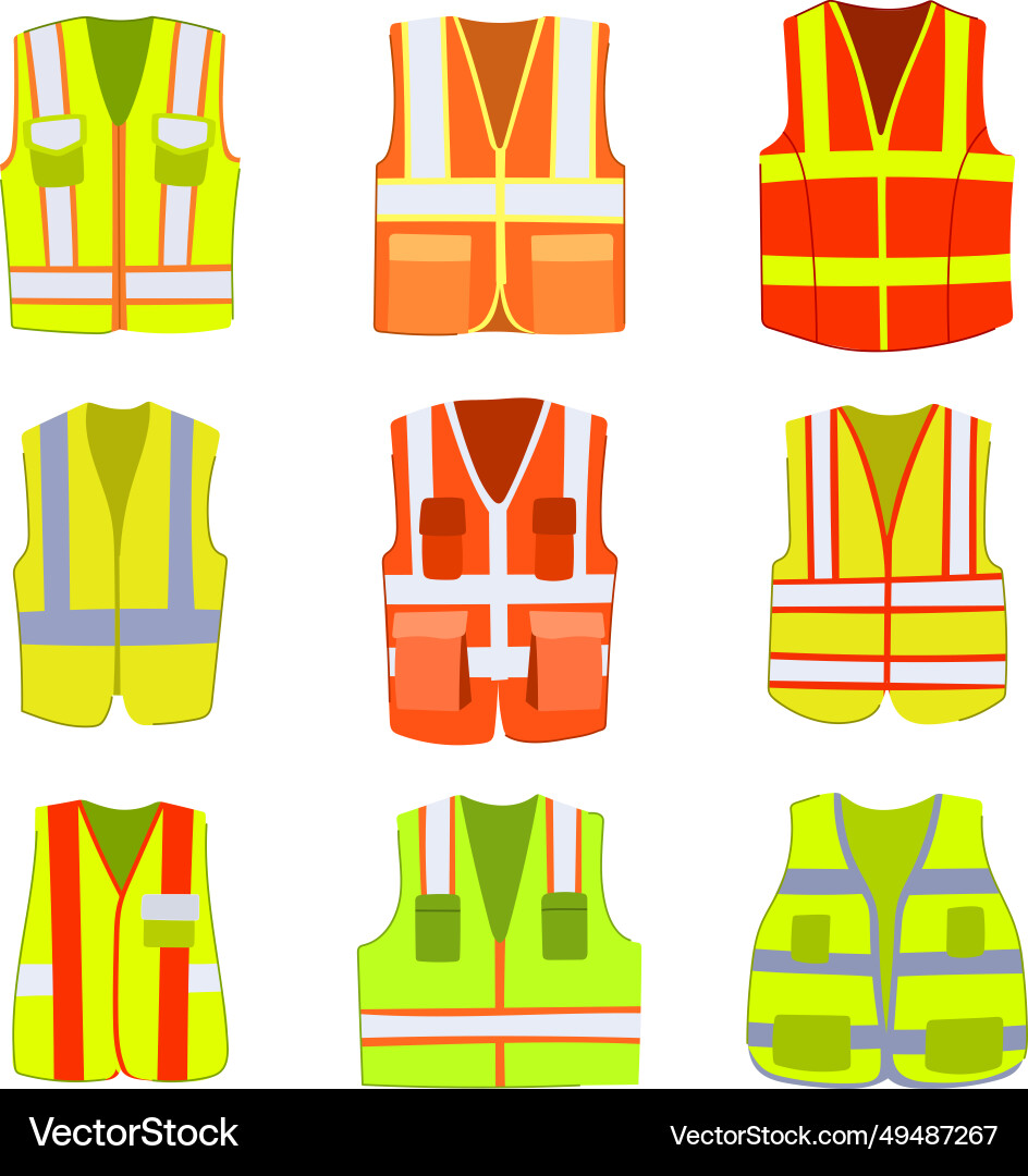 Safety vest set cartoon Royalty Free Vector Image
