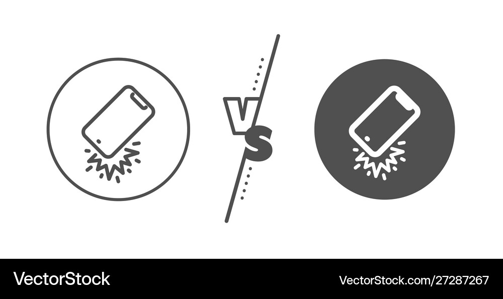 Smartphone falling line icon phone crash sign Vector Image
