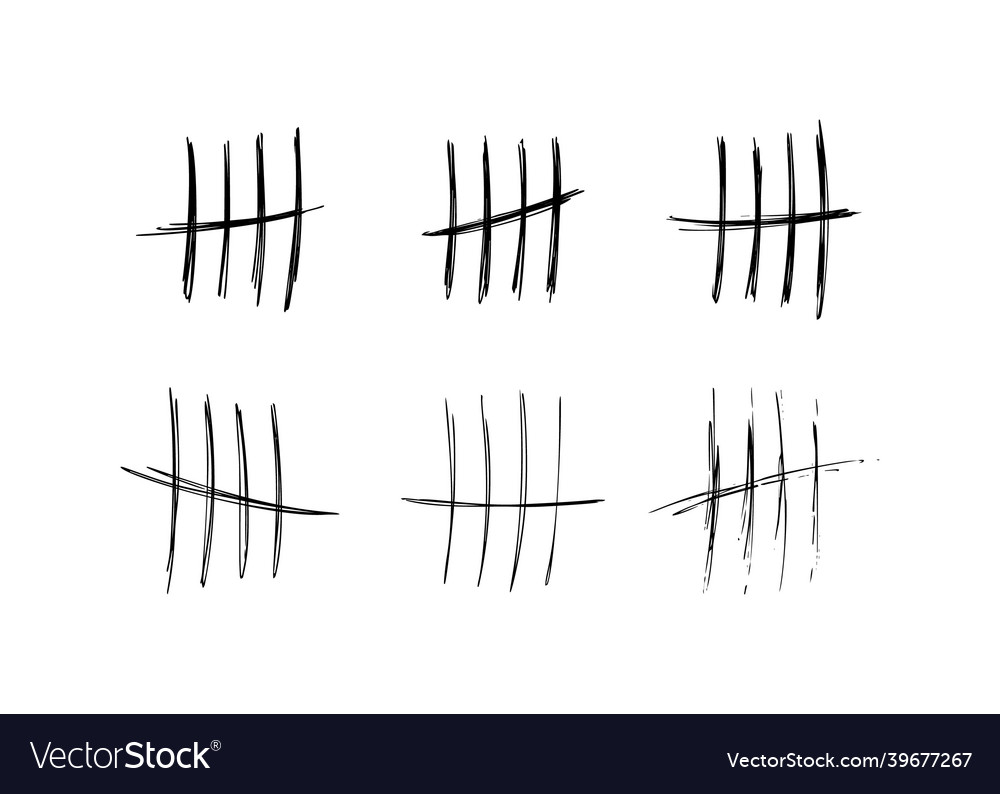 Tally marks on white background Royalty Free Vector Image
