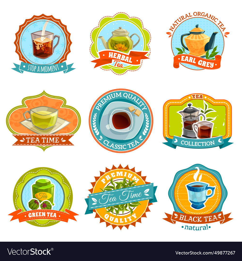 Tea label set Royalty Free Vector Image - VectorStock