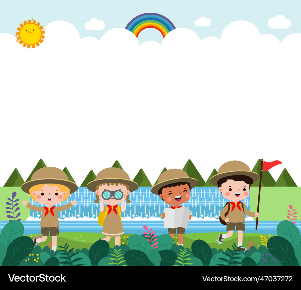 Kids summer camp background education banner Vector Image