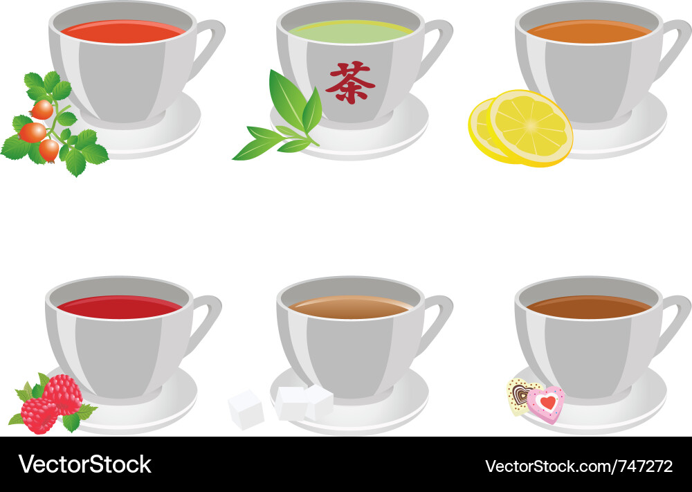 Tea cups Royalty Free Vector Image - VectorStock