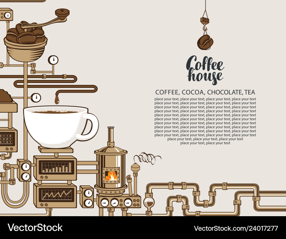 Banner with a conveyor coffee production Vector Image