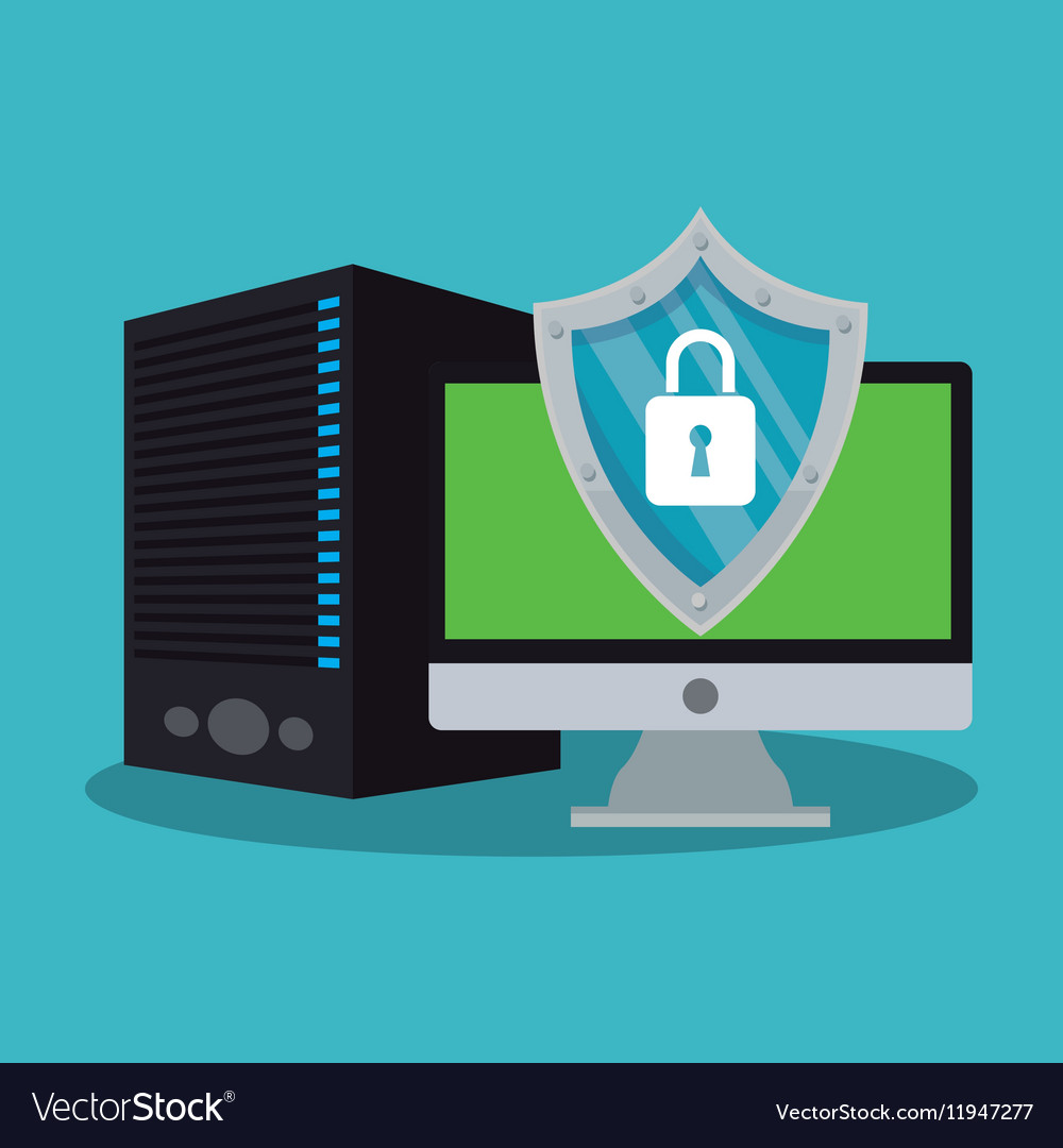 Computer and security system design Royalty Free Vector