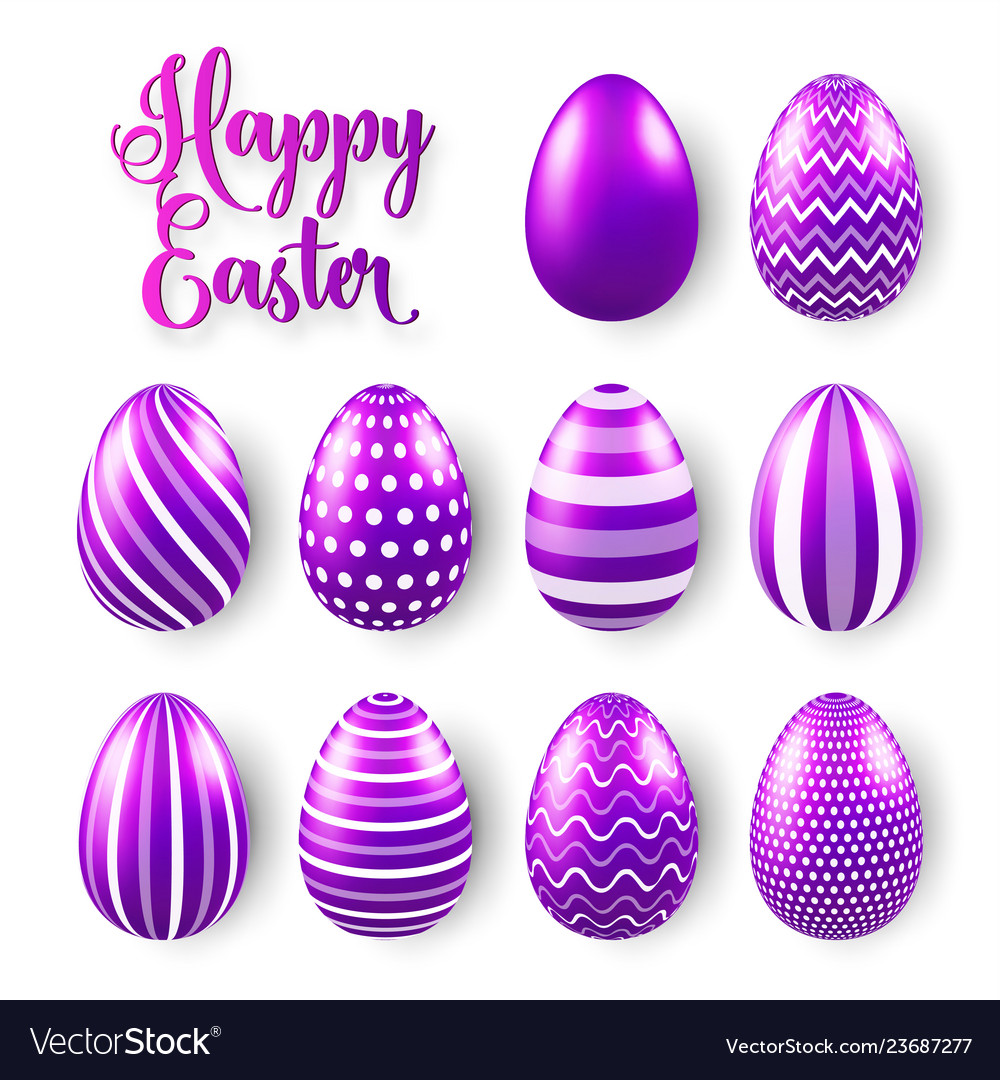 Easter eggs colored set spring holidays in april Vector Image