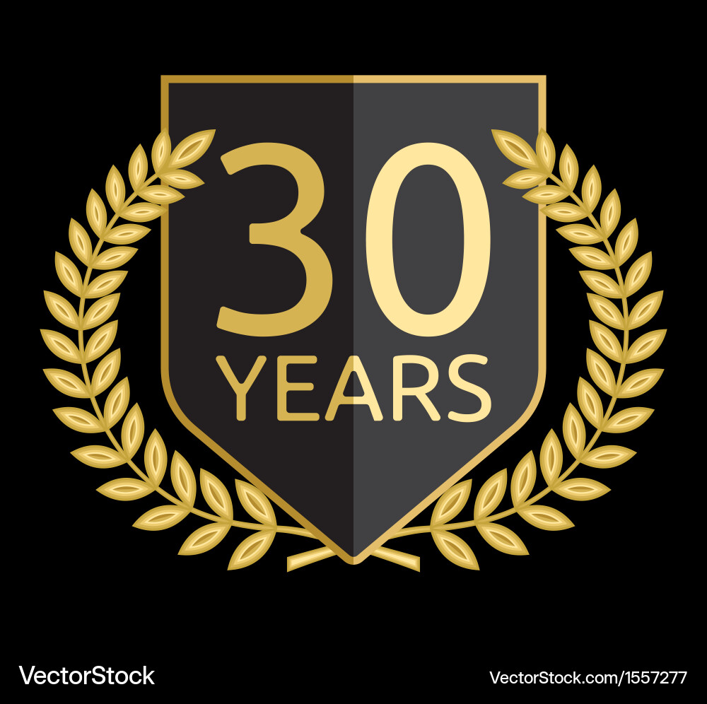 Golden laurel wreath 30 years Royalty Free Vector Image