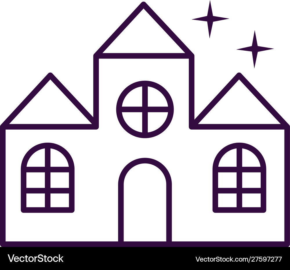 Halloween manson house isolated icon Royalty Free Vector