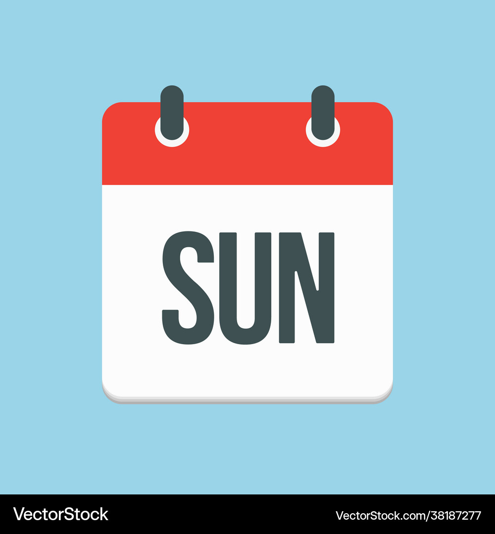 Icon page calendar day week sunday Royalty Free Vector Image