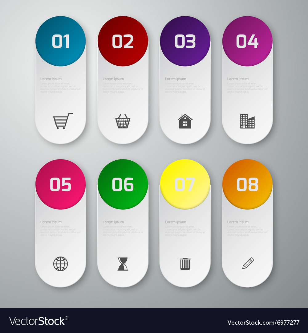 Infographics eight rectangles Royalty Free Vector Image