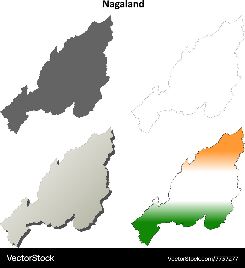 Nagaland blank detailed outline map set Royalty Free Vector