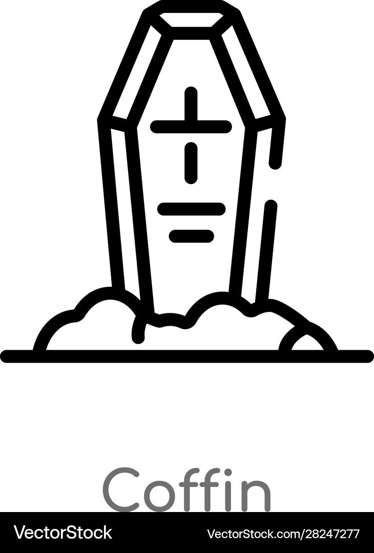 Outline coffin icon isolated black simple line Vector Image
