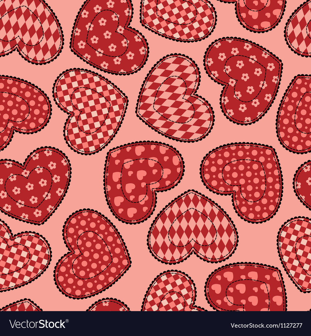 Patchwork hearts seamless pattern Royalty Free Vector Image