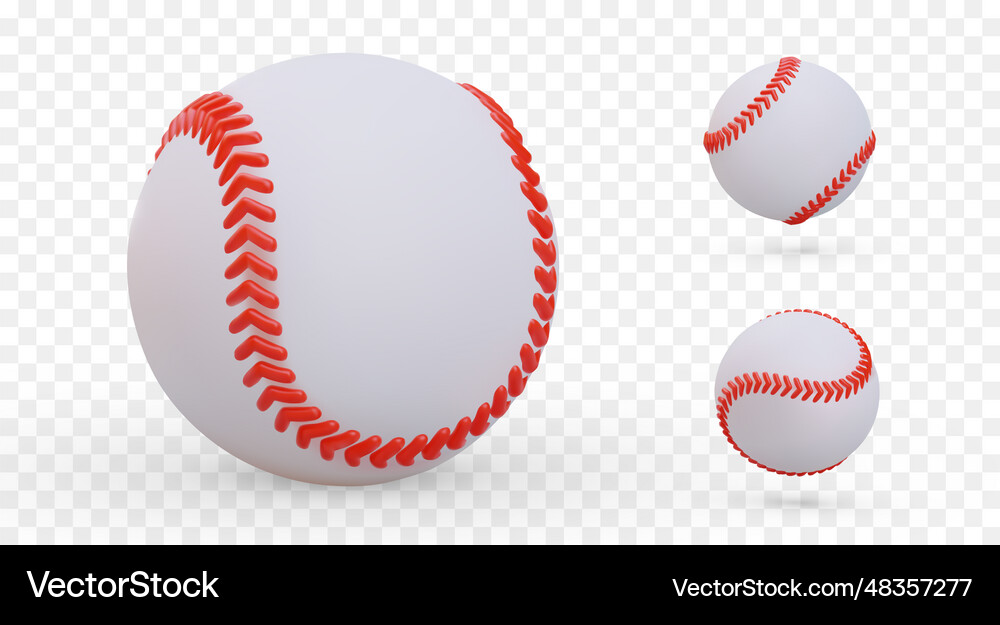 Realistic baseball in different positions set of Vector Image