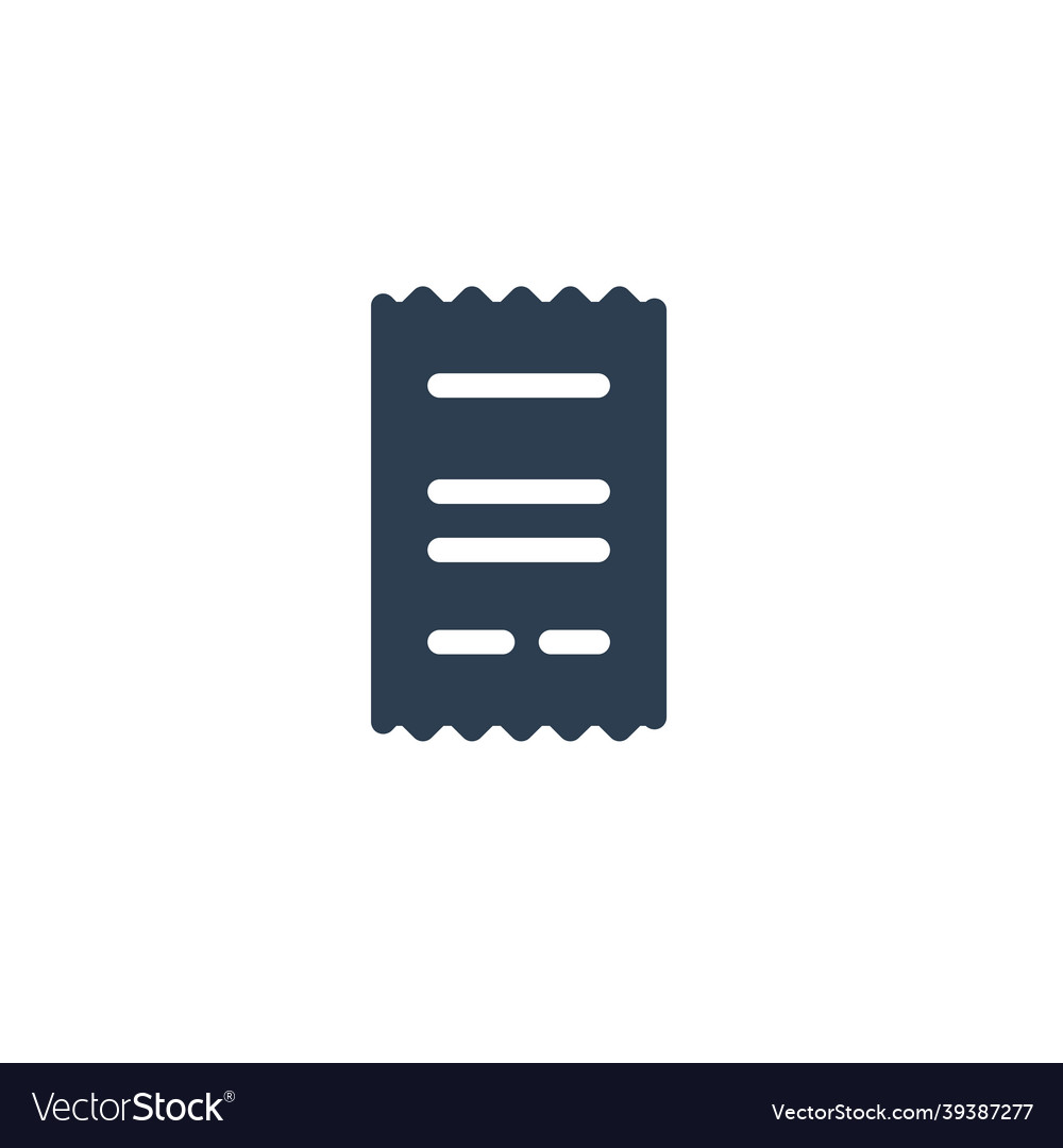 Receipt paper solid flat icon Royalty Free Vector Image