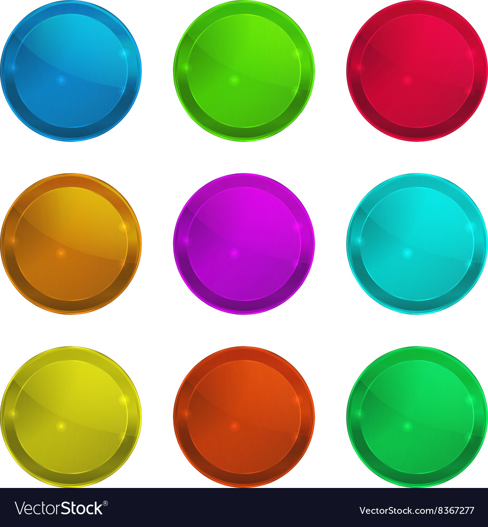 Set empty glossy round multi-colored label that Vector Image