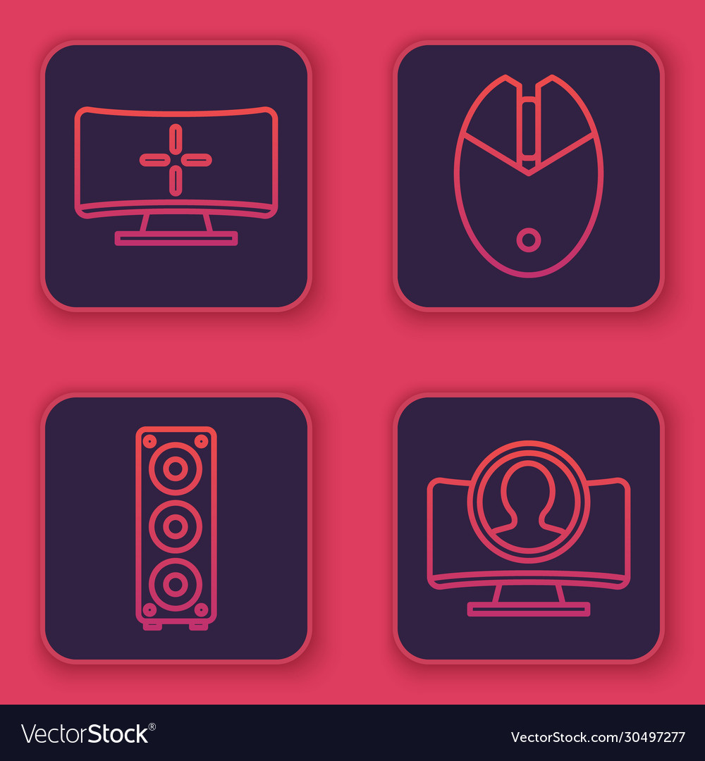 Set line computer monitor stereo speaker Vector Image