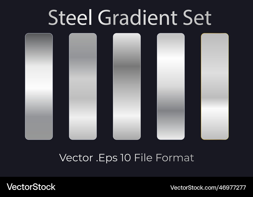 Silver metal steel gradient color set eps Vector Image