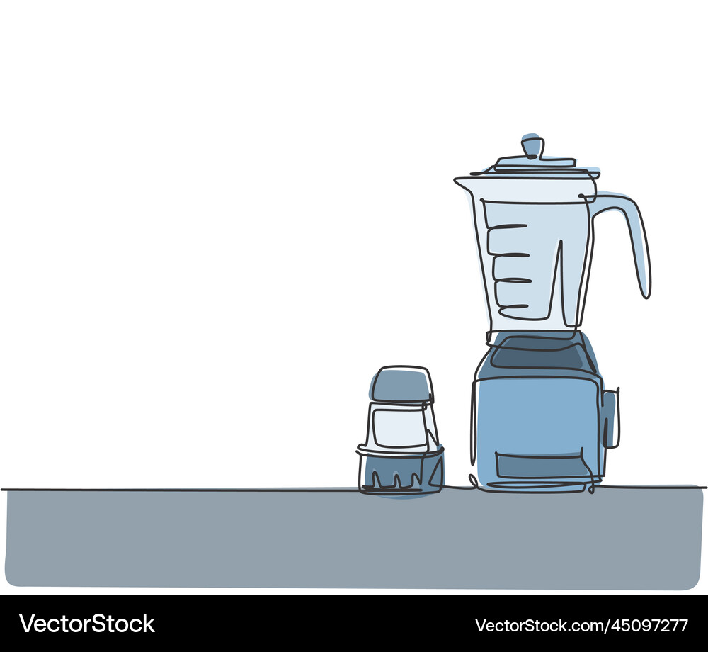 Single continuous line drawing of food blender Vector Image