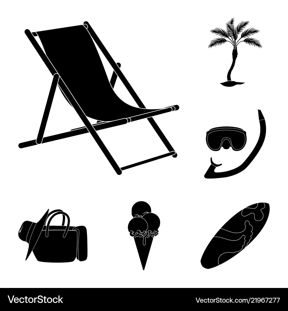 Summer rest black icons in set collection Vector Image