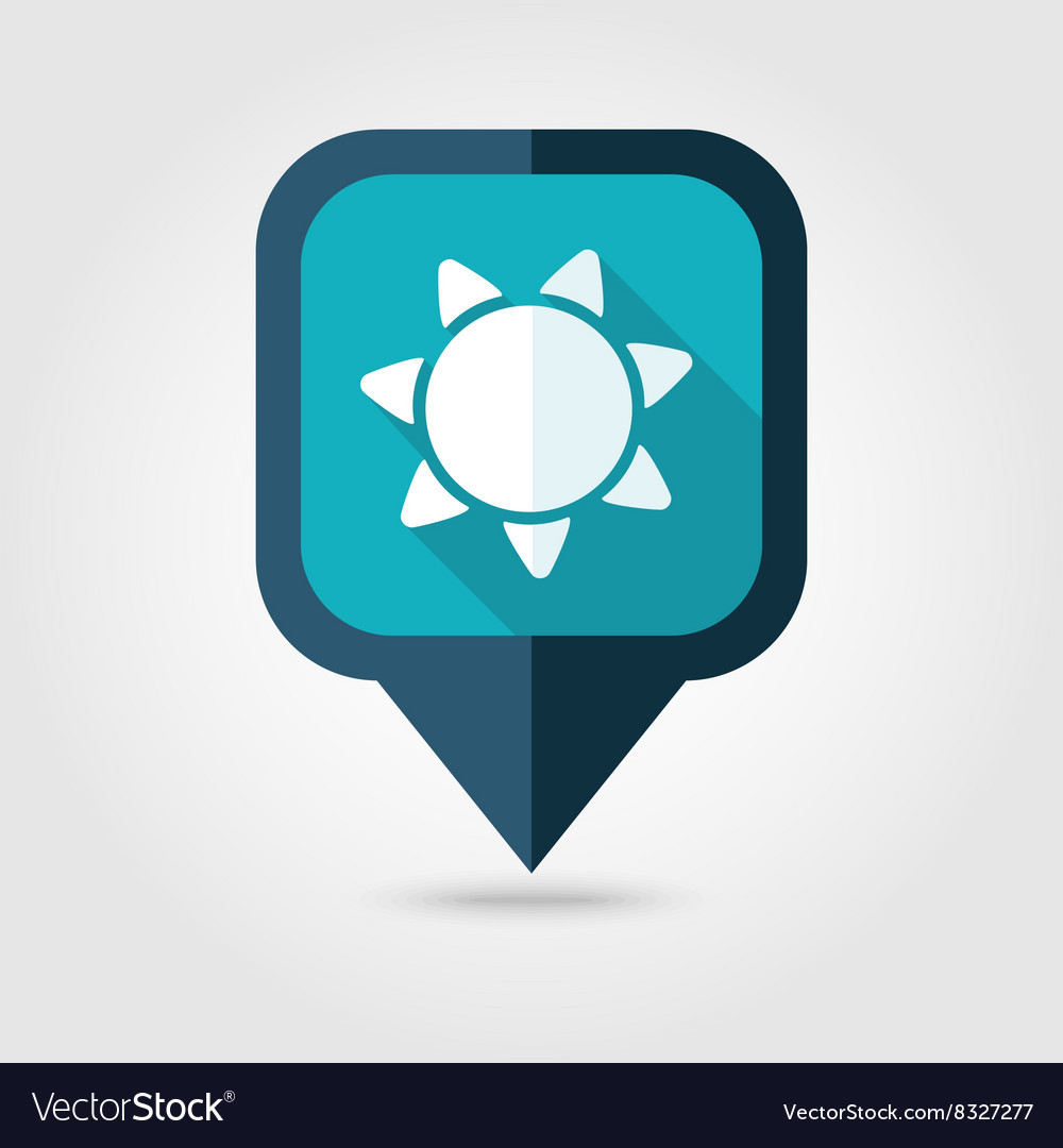 Sun flat pin map icon pointer Royalty Free Vector Image