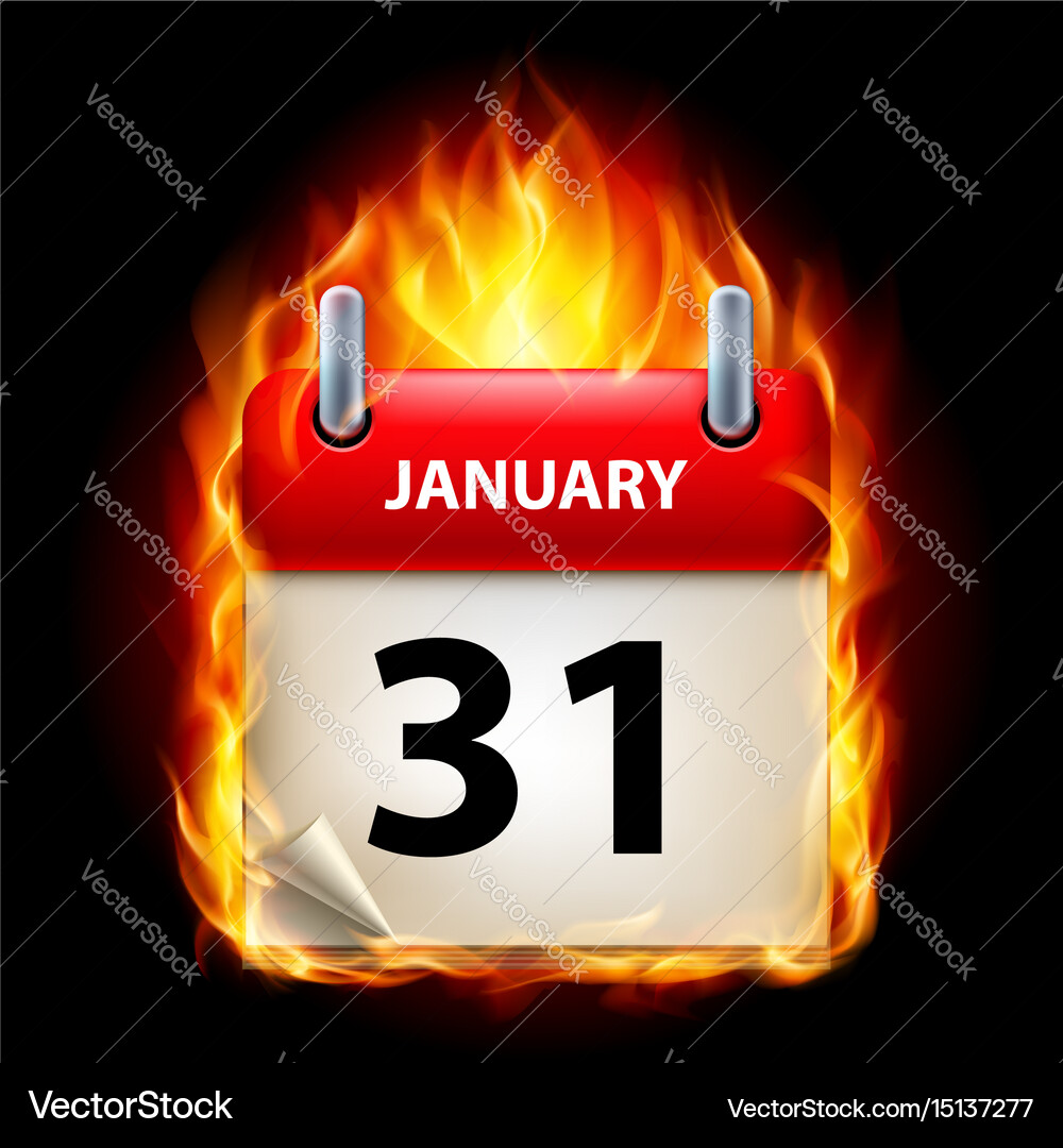 Thirty-first january in calendar burning icon Vector Image