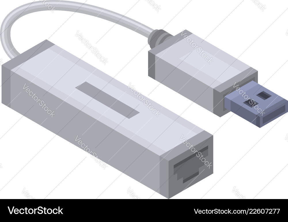 Usb to lan port icon isometric style Royalty Free Vector