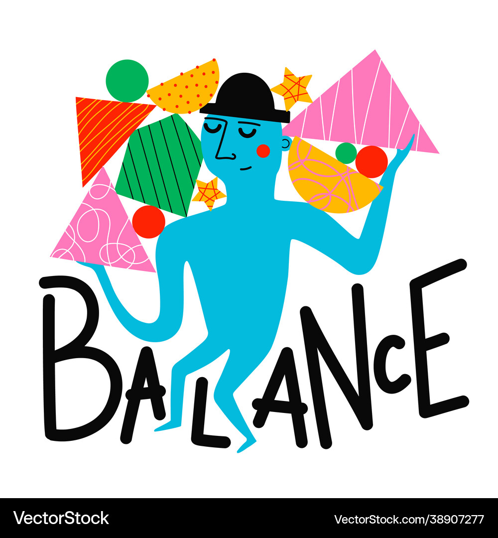 With man holding abstract geometric shapes Vector Image