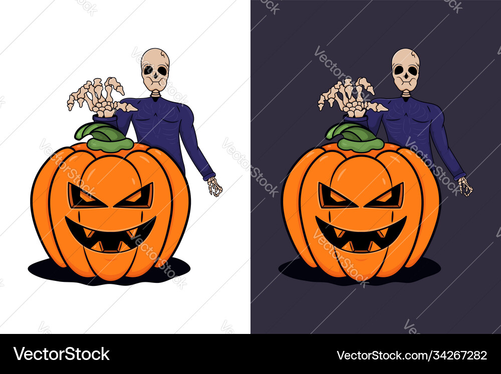 An evil pumpkin with a smile on his face Vector Image