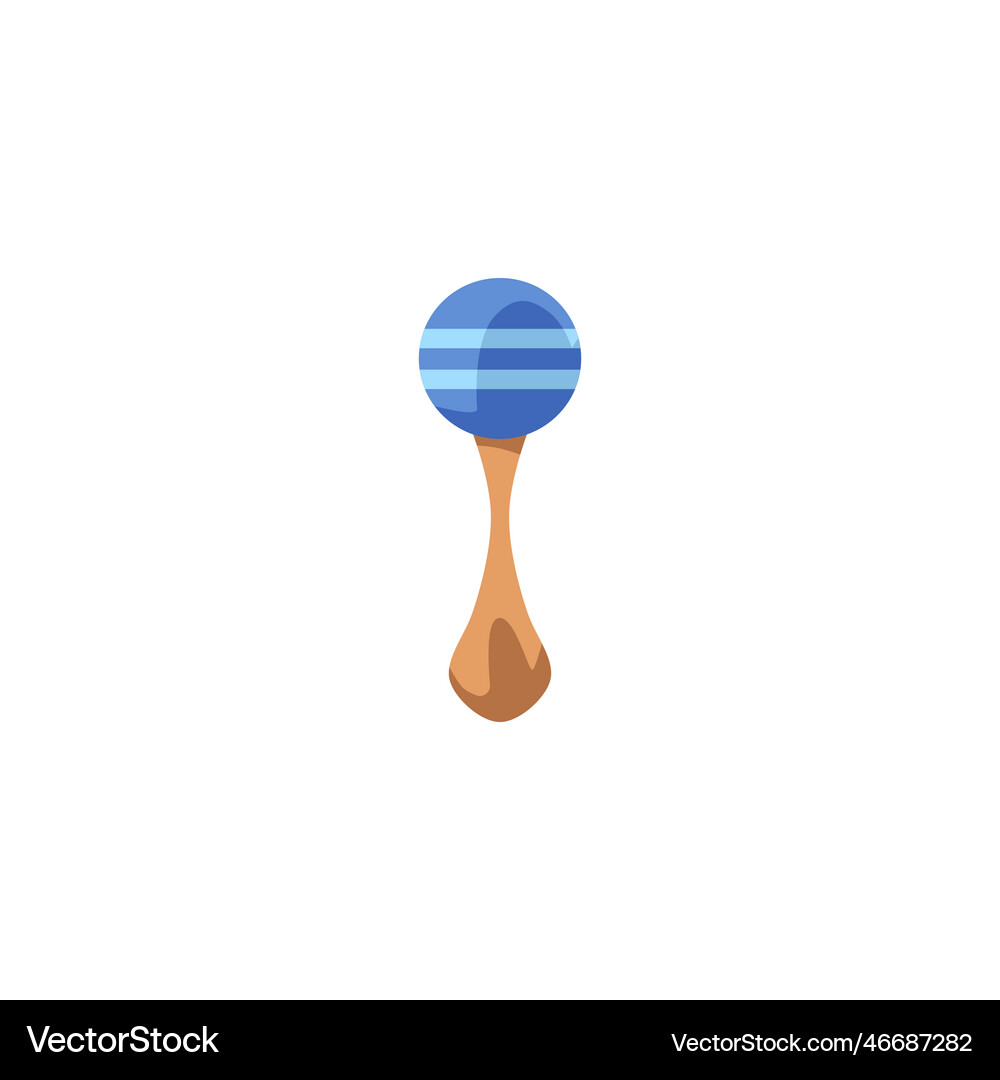 Baby rattle with blue strips flat style Royalty Free Vector