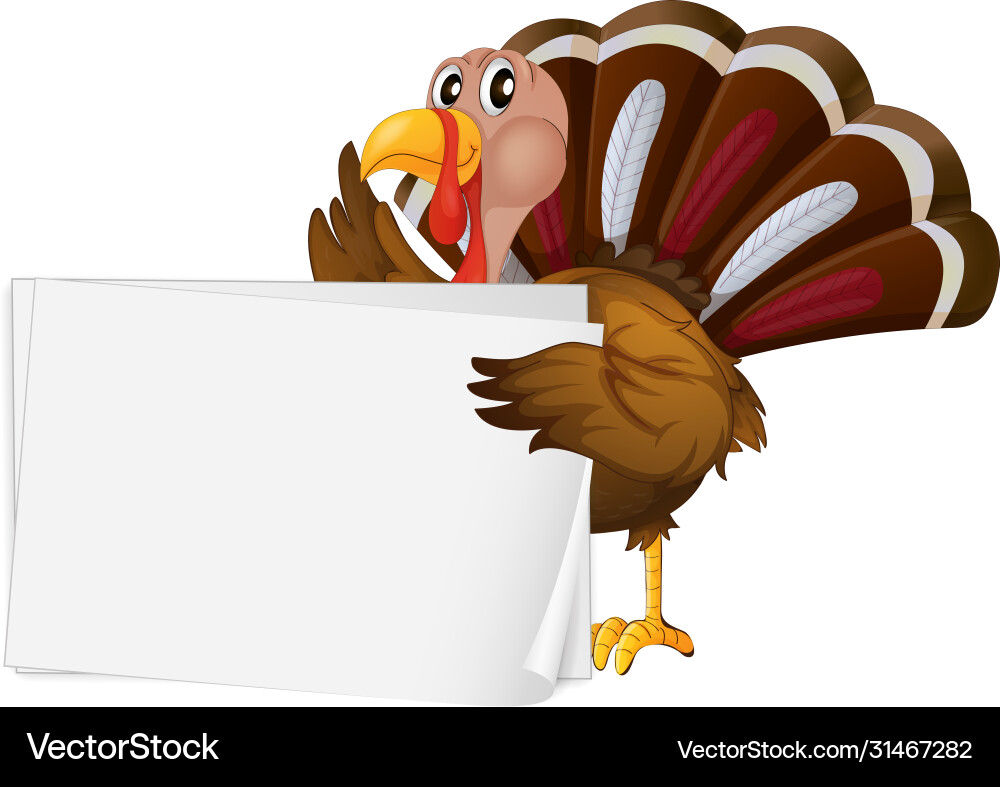 Blank sign template with wild turkey on white Vector Image