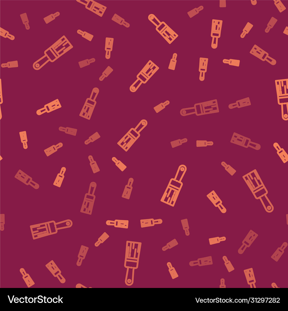 Brown line paint brush icon isolated seamless Vector Image