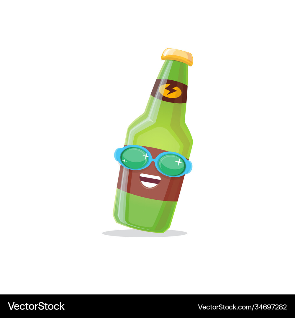 Cartoon funky beer bottle character Royalty Free Vector