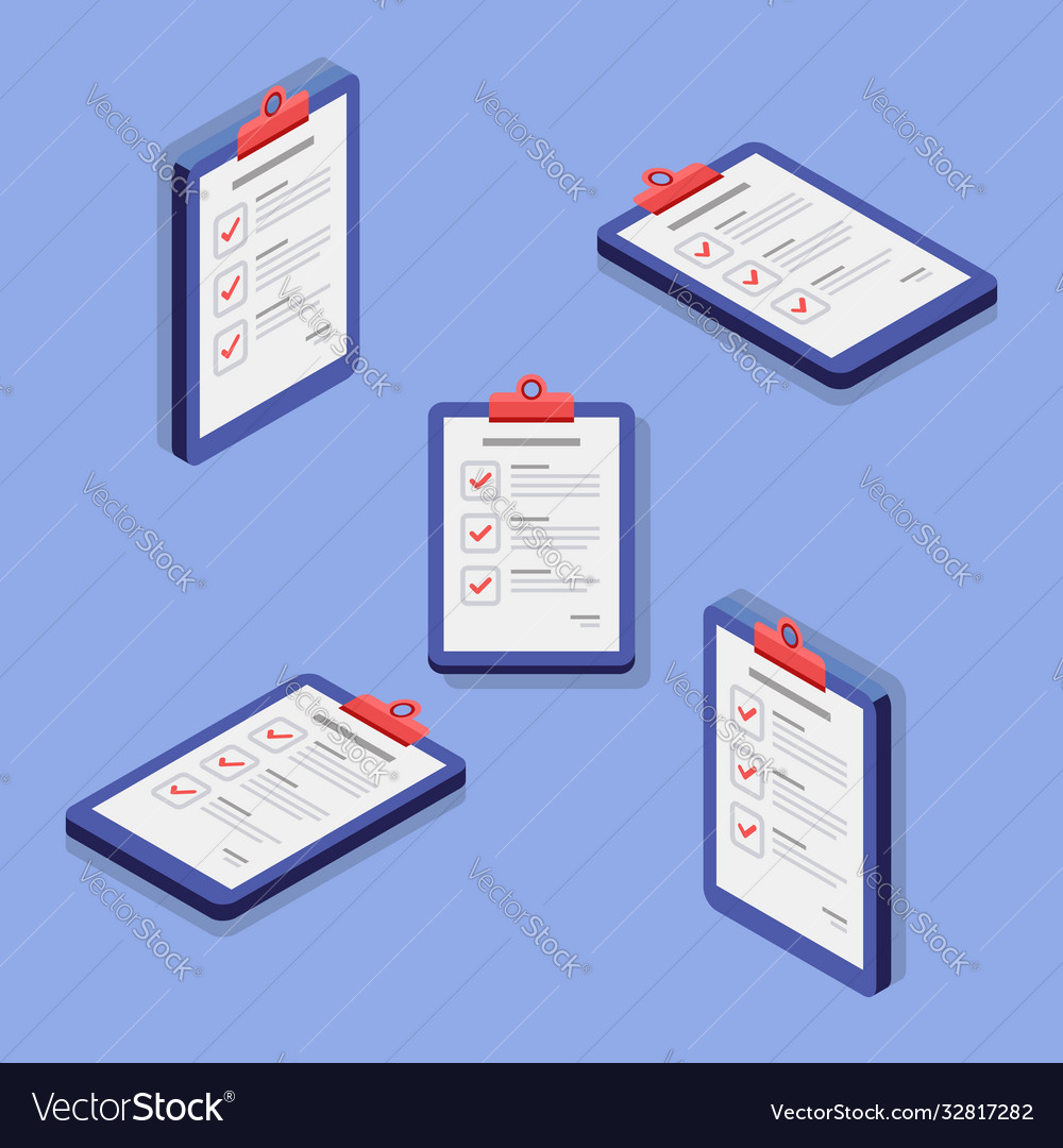 Checklist isometric flat icon Royalty Free Vector Image