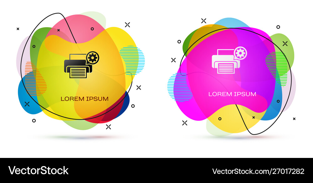 Color printer and gear icon isolated on white Vector Image