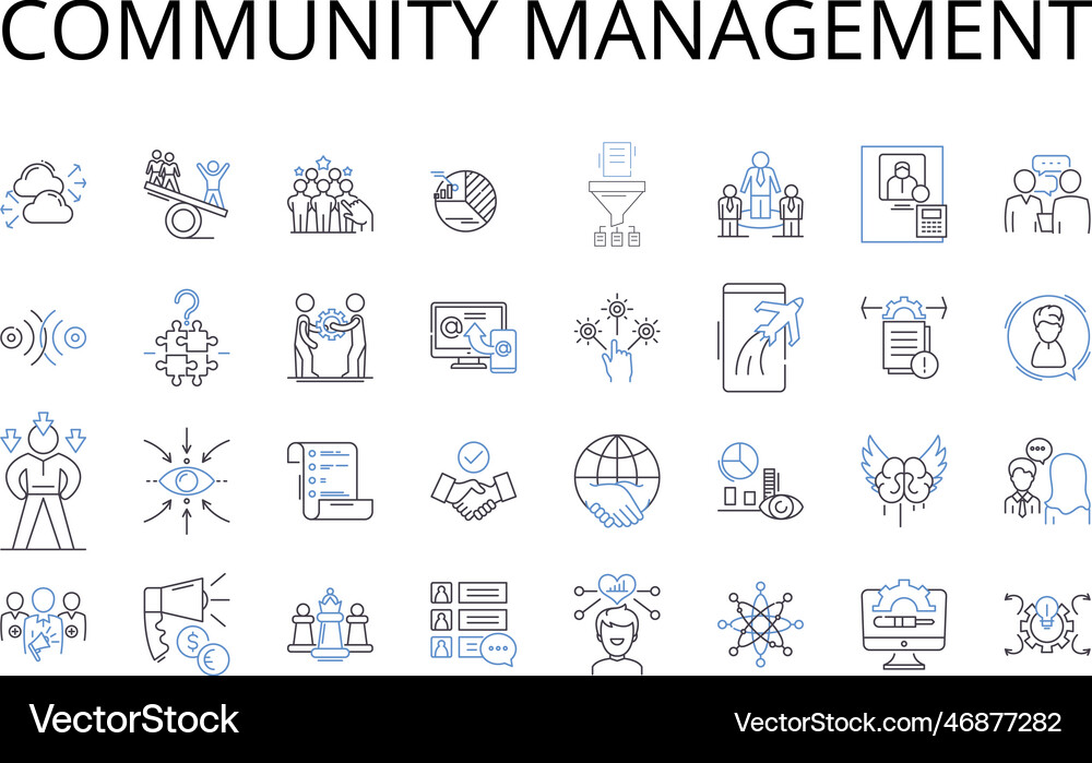 Community management line icons collection Vector Image