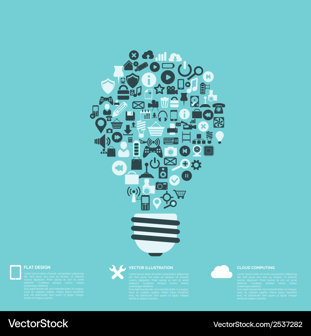Flat abstract background with web icons interface Vector Image