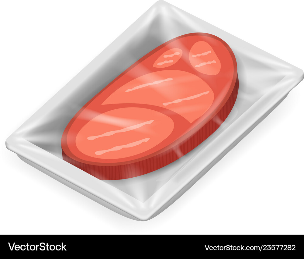 Food pack isolated meat isometric disposable 3d Vector Image