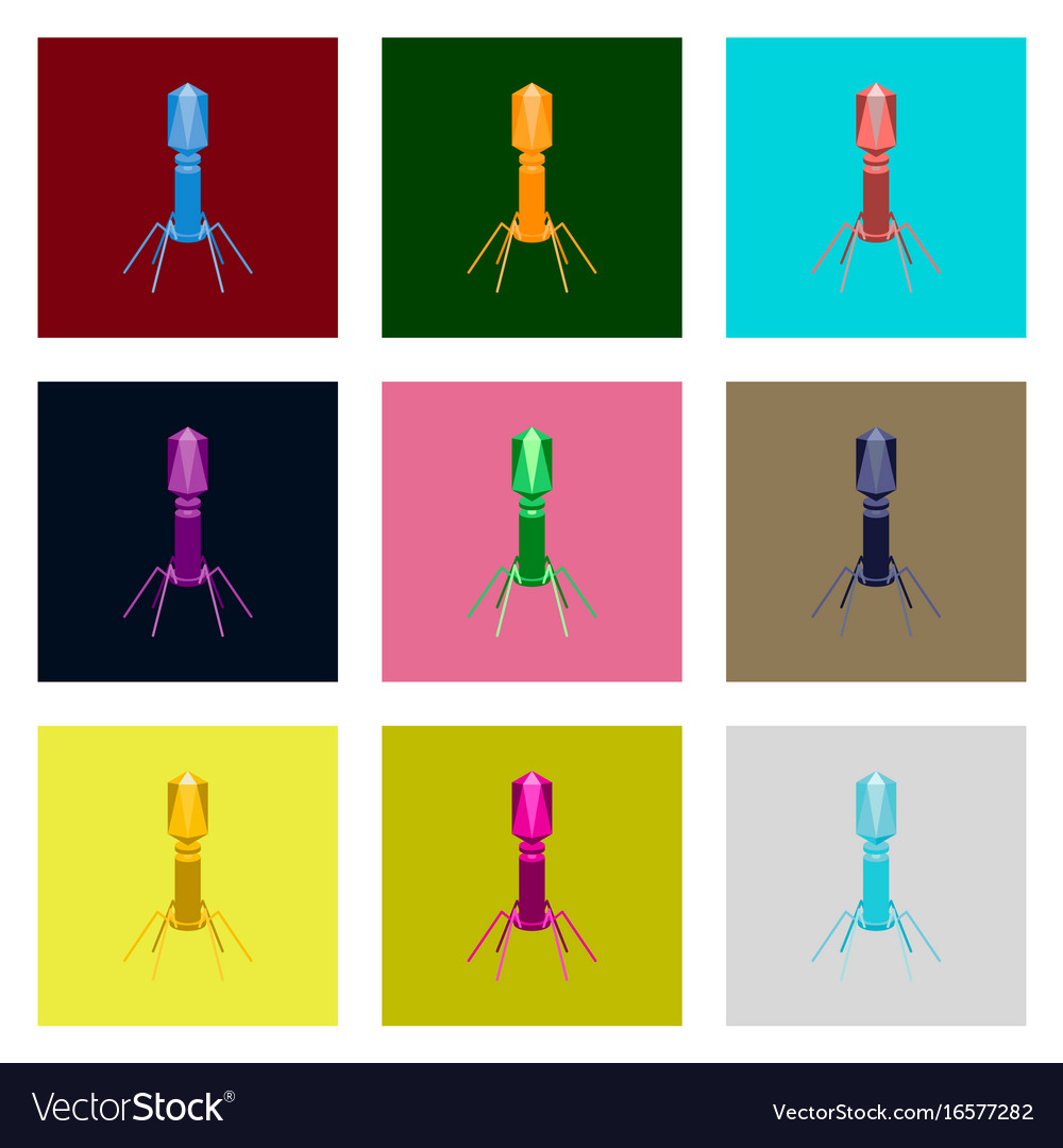 Icons set in flat style bacteriophage Royalty Free Vector