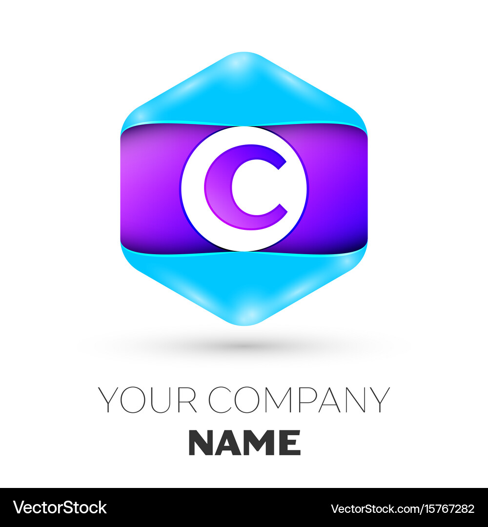 Letter c logo symbol in colorful hexagonal Vector Image