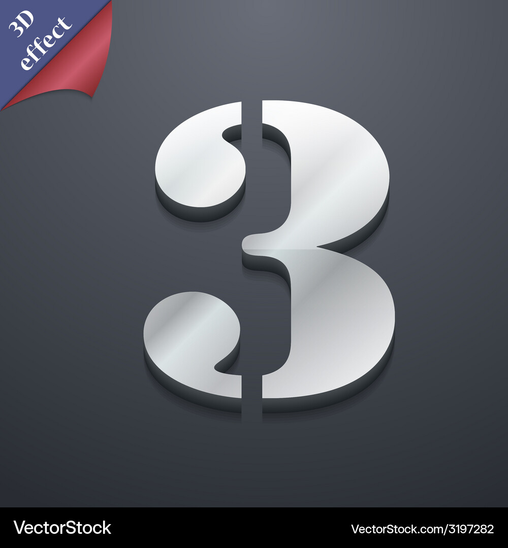 Number three icon symbol 3d style trendy modern Vector Image