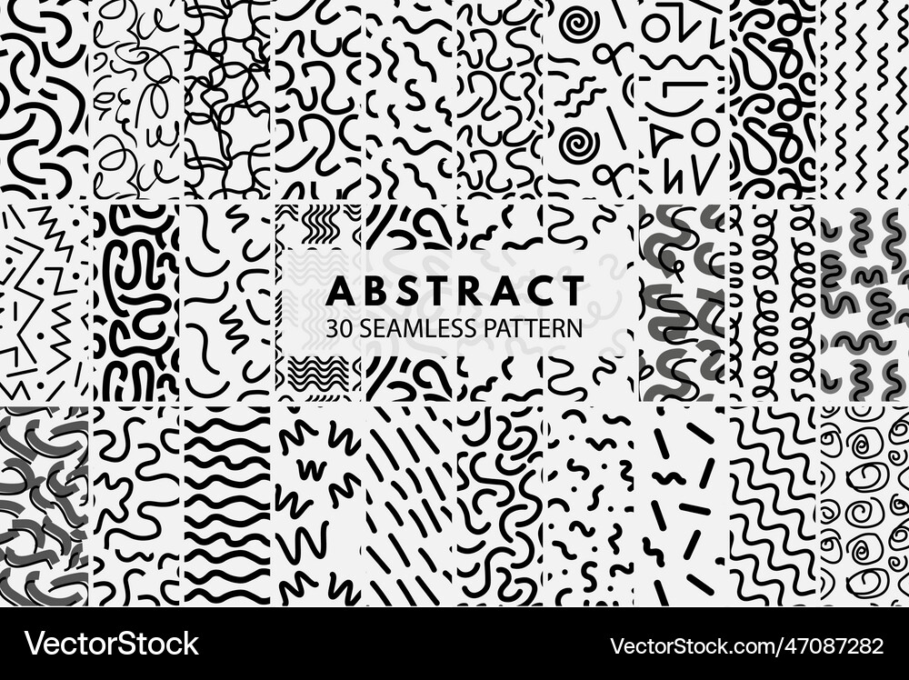 Pattern collection of wavy and curvy lines Vector Image