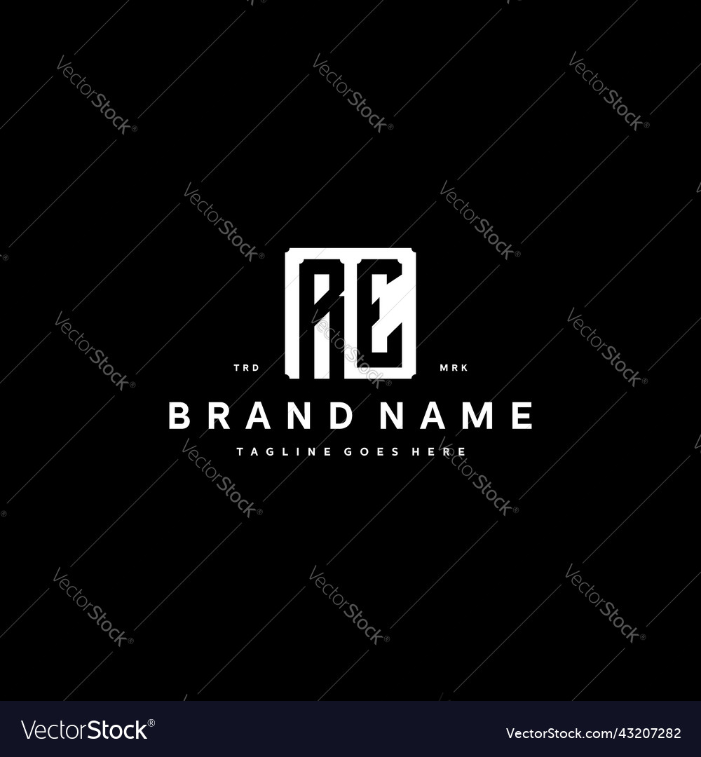 Re monogram logo design with square rectangular Vector Image
