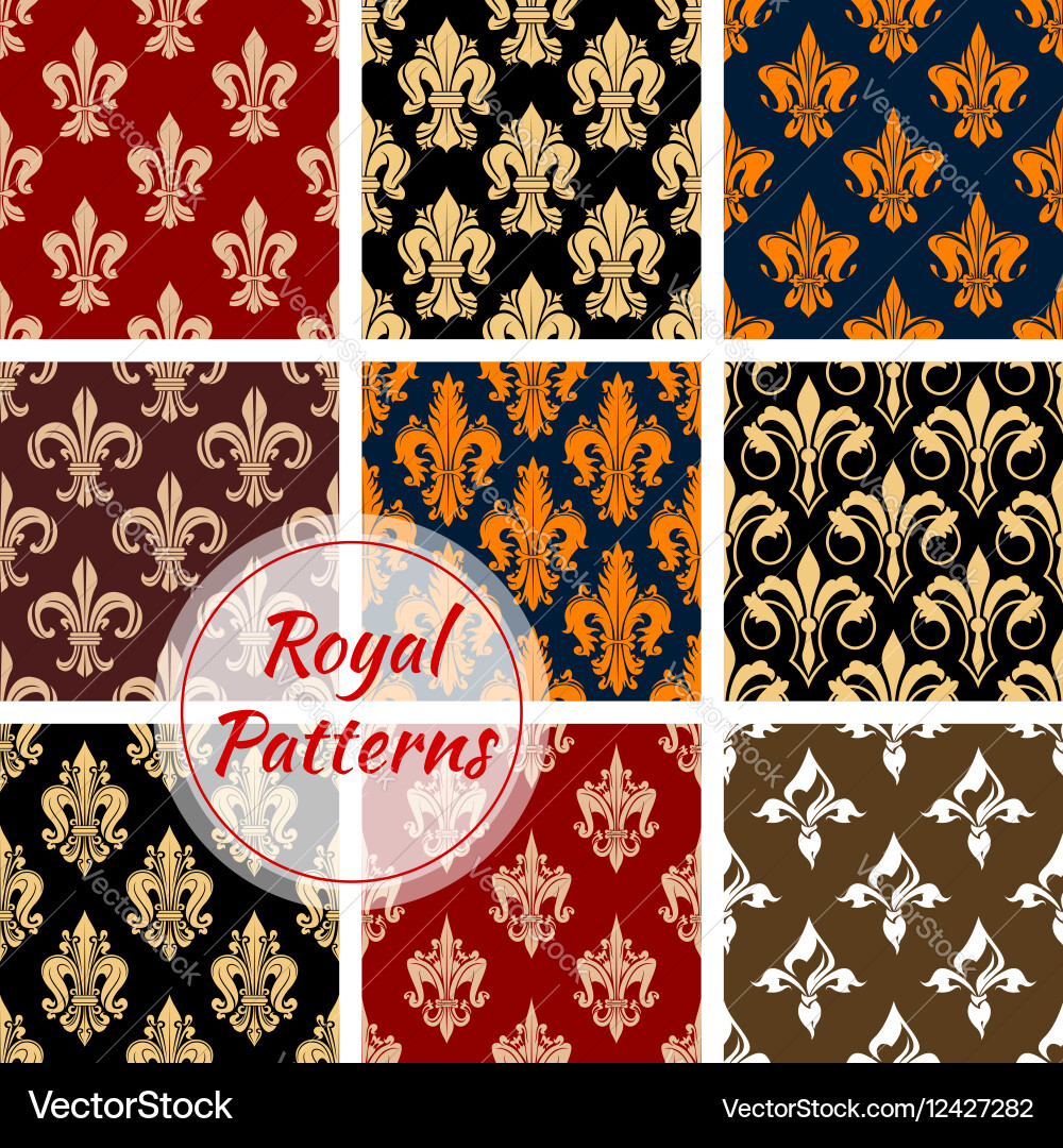 Royal fleur-de-lis floral heraldic flowery pattern