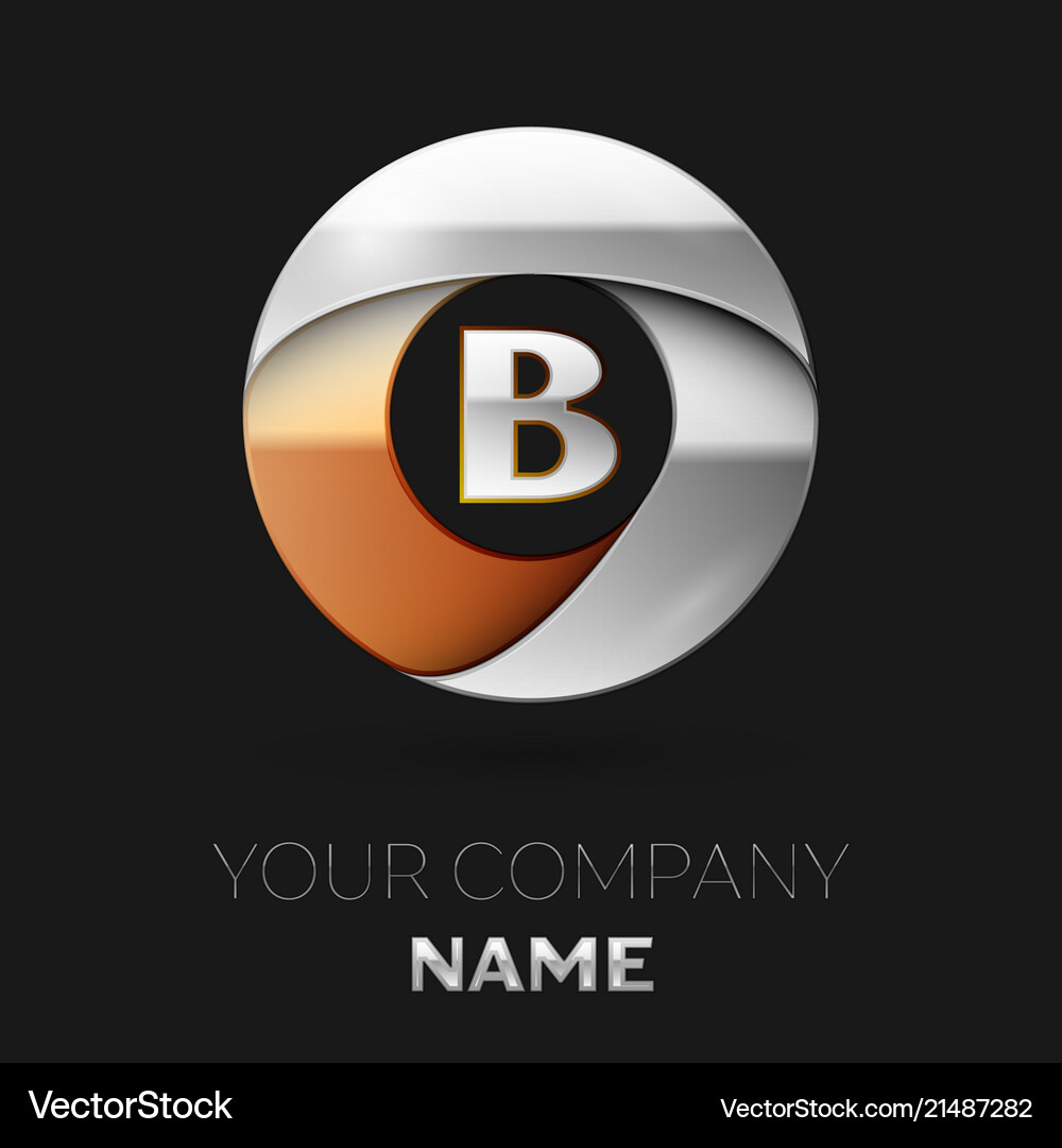 Silver letter b logo symbol in the circle shape Vector Image