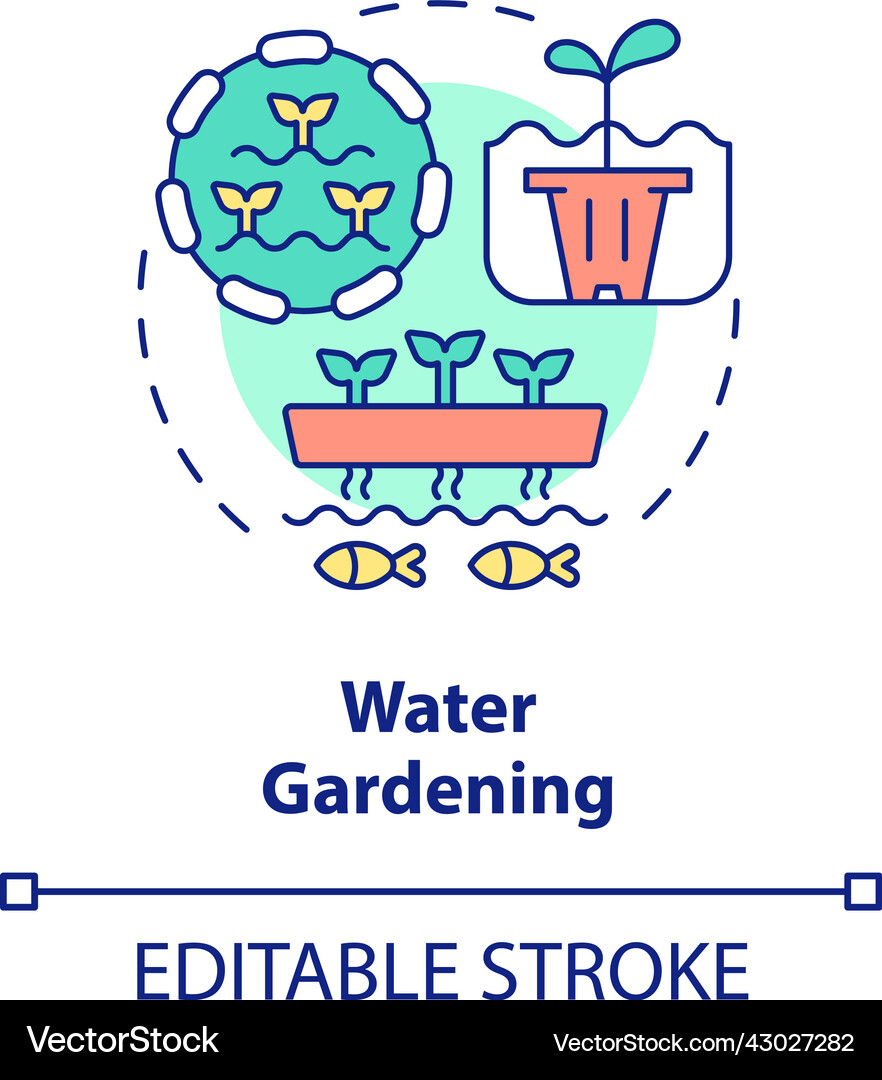Water gardening concept icon Royalty Free Vector Image