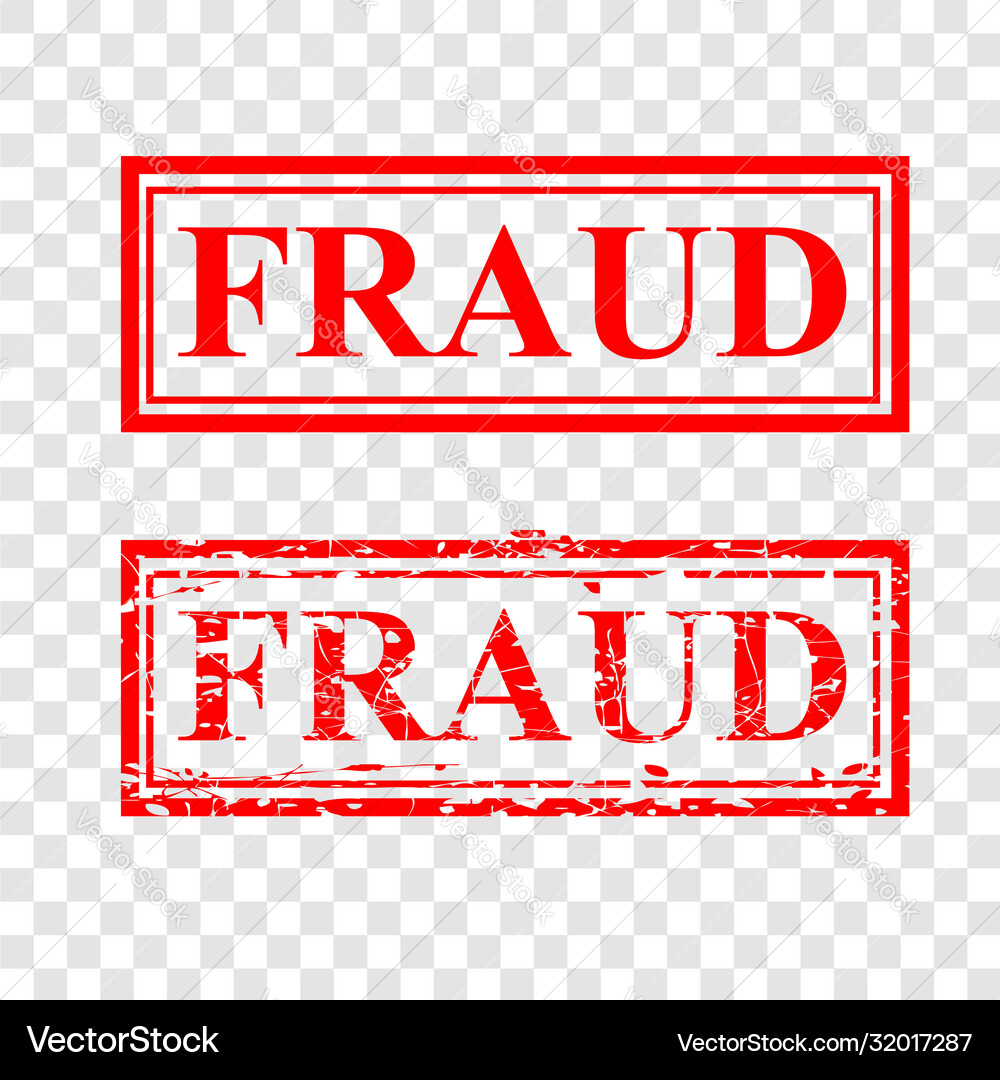 2 style red rubber stamp fraud at transparent Vector Image